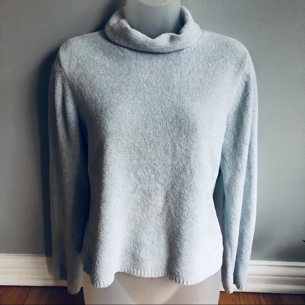 J.Jill Baby Blue Turtleneck Fleece Soft Stylish Xs - Gem